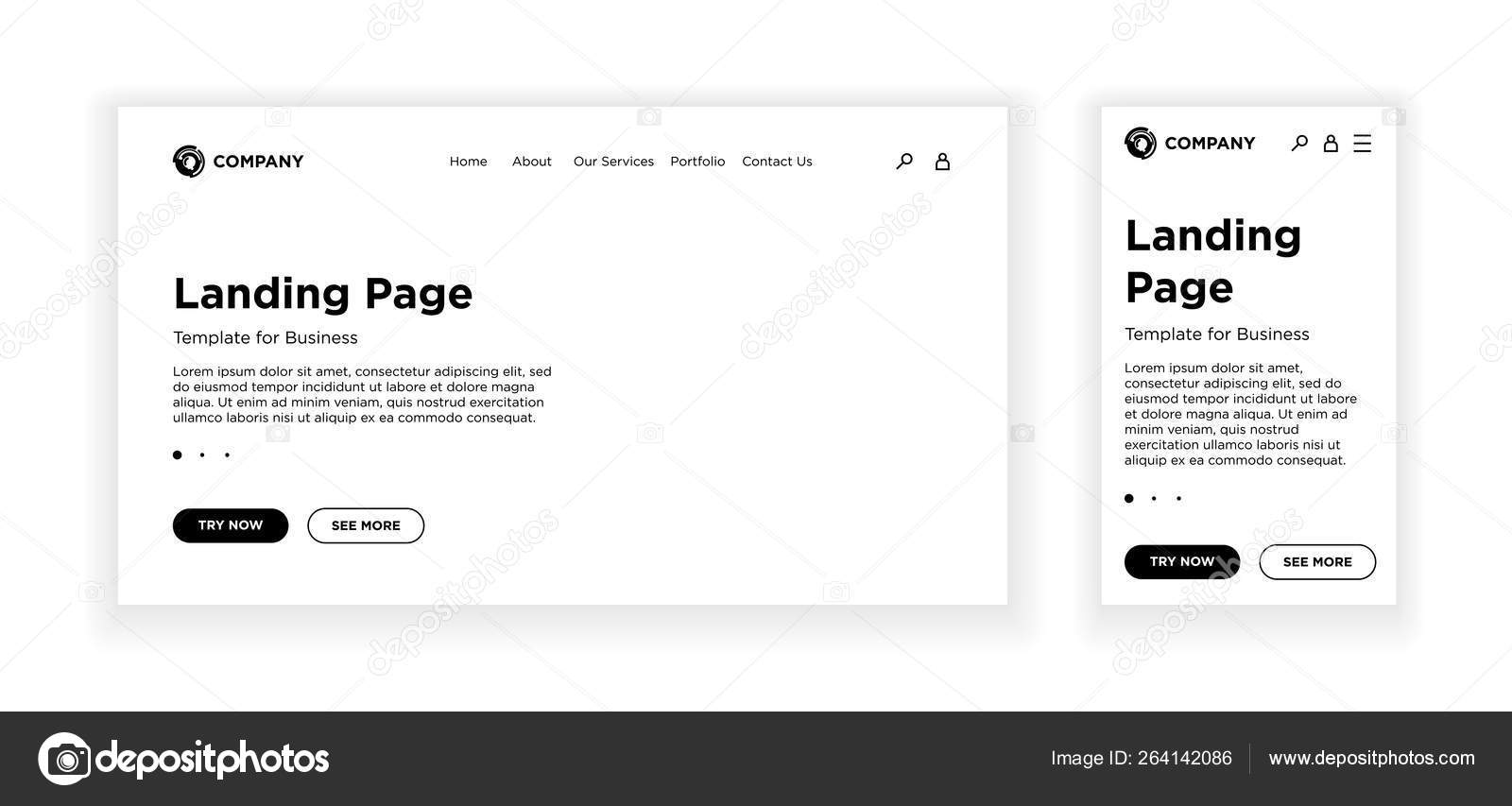 Landing page blank template desktop PC and mobile adaptive version ...