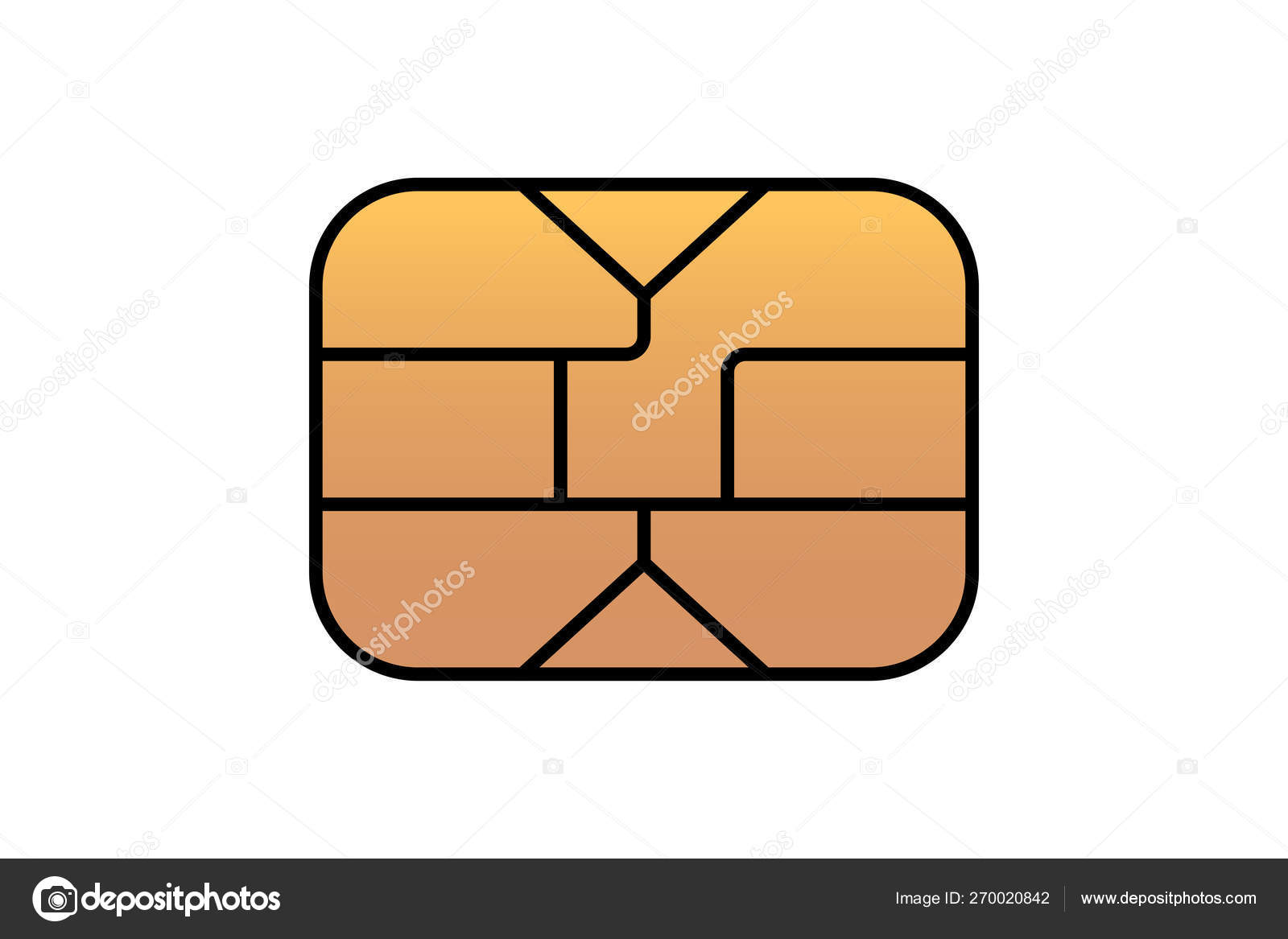 Gold EMV chip icon for bank plastic credit or debit charge card. Vector ...