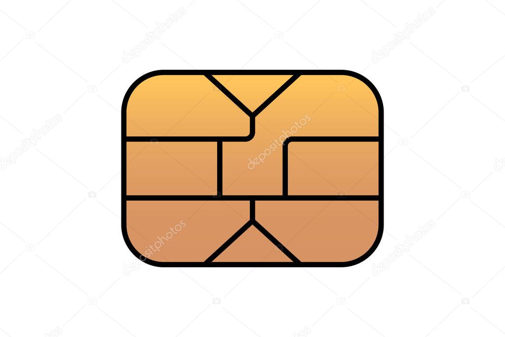 Icono de chip EMV de oro para tarjeta de crédito o débito de plástico ...