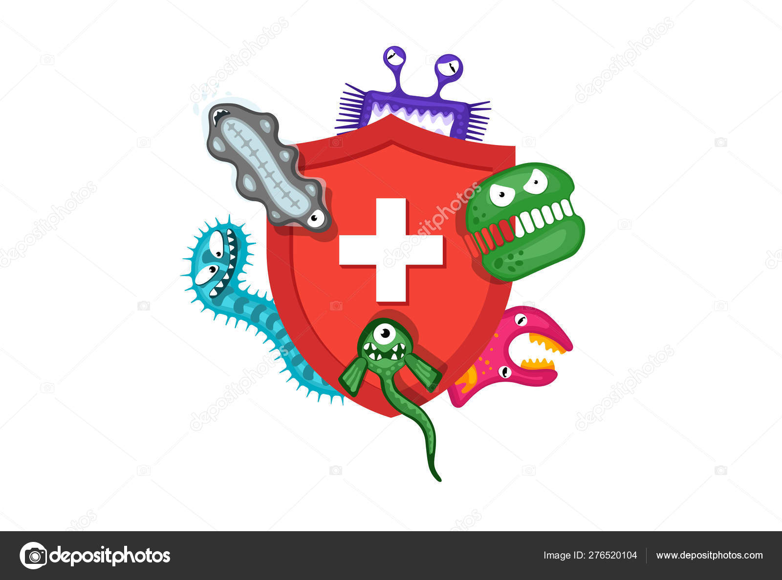 Concepto De Sistema Inmunológico Escudo Rojo Médico Higiénico Que