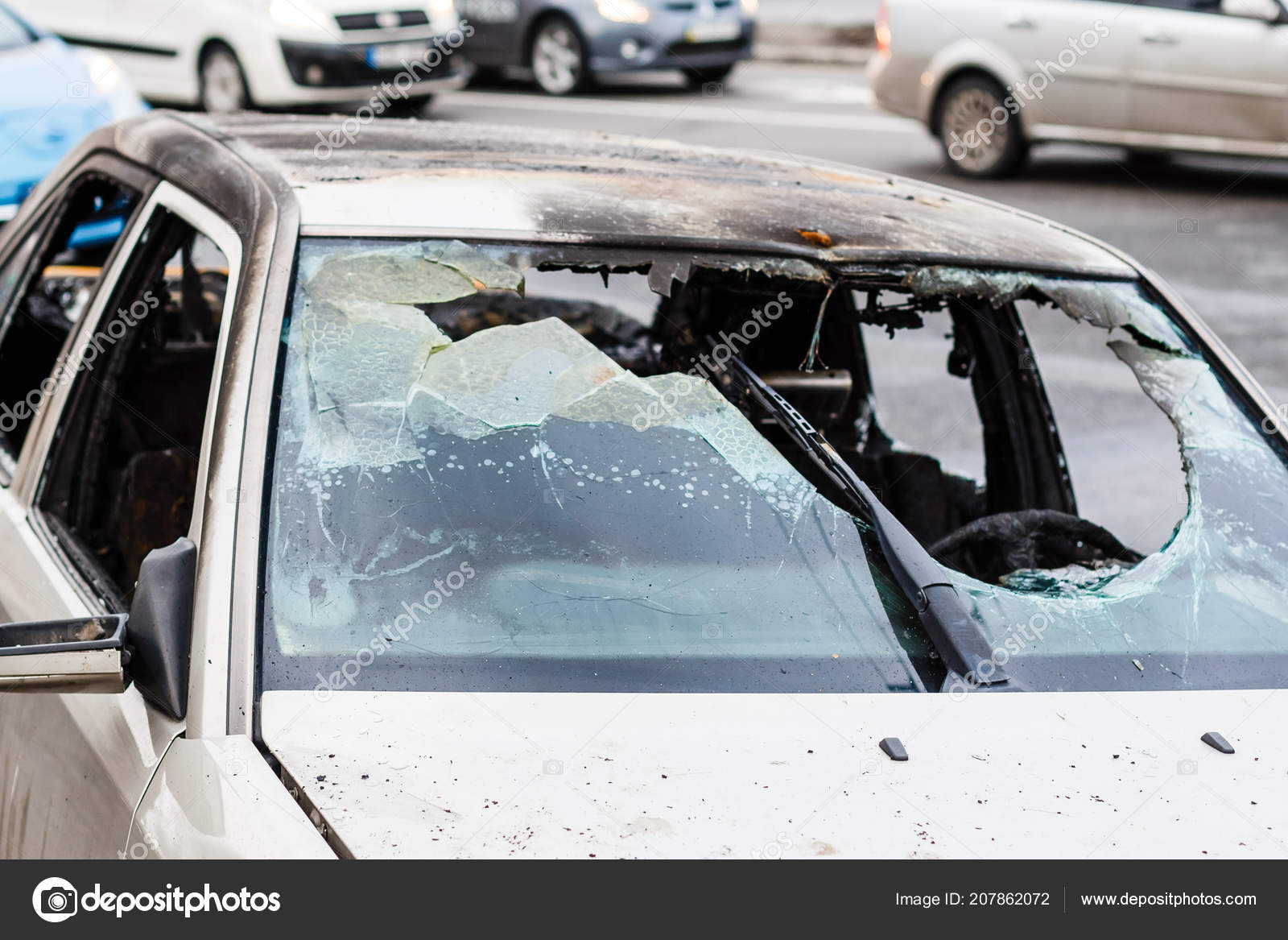 Crashed Car Broken Windshield Transportation Accident — Stock Photo ...