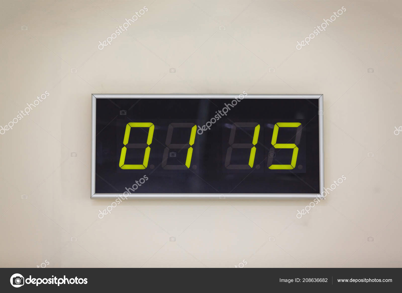 Black Digital Clock White Background Showing Time Eleven Hours Twelve ...
