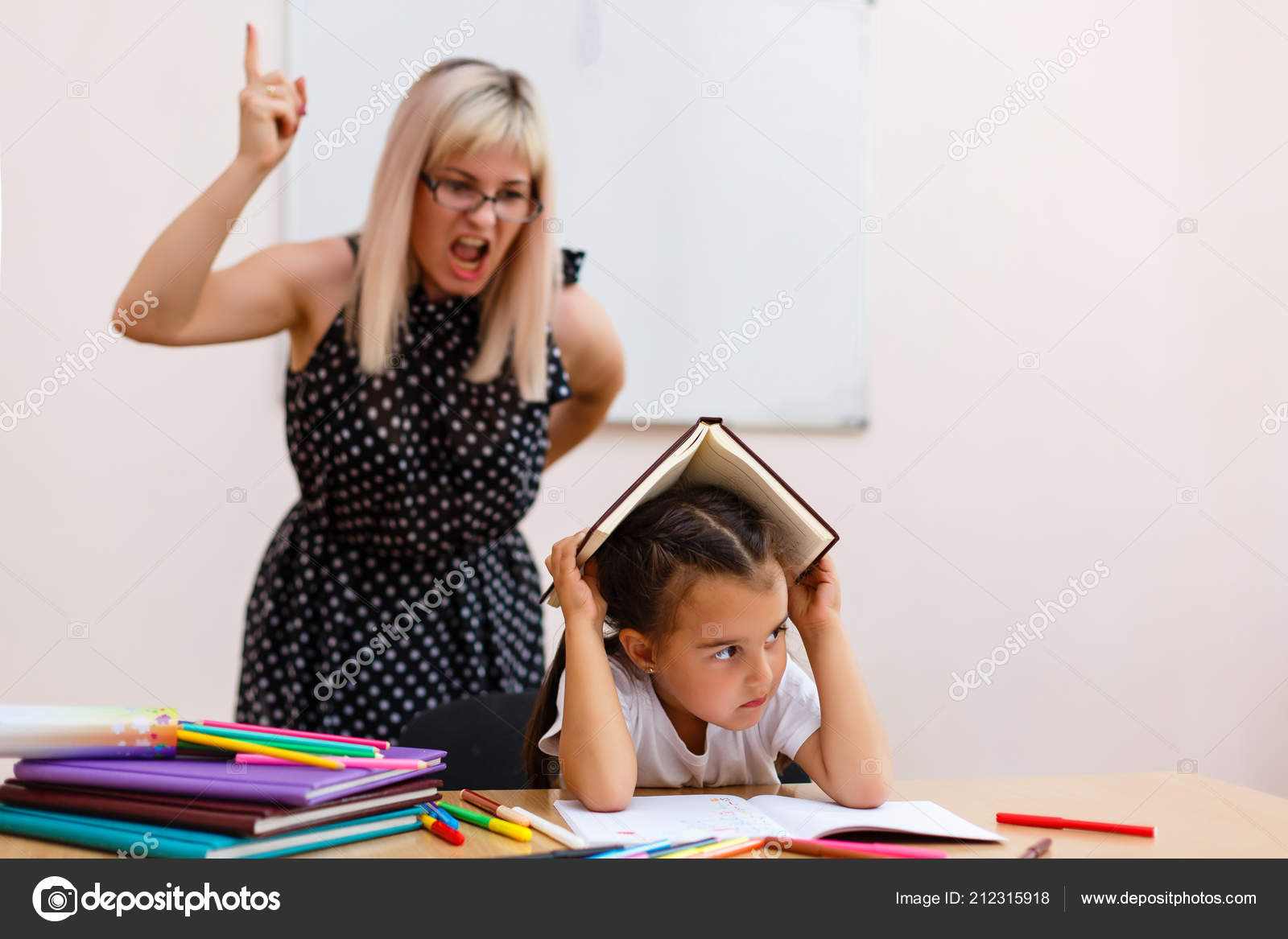 Angry Teacher Screaming Little Schoolgirl Classroom Stock Photo by ... Angry Teacher Screaming Little Schoolgirl Classroom Stock Photo by ...