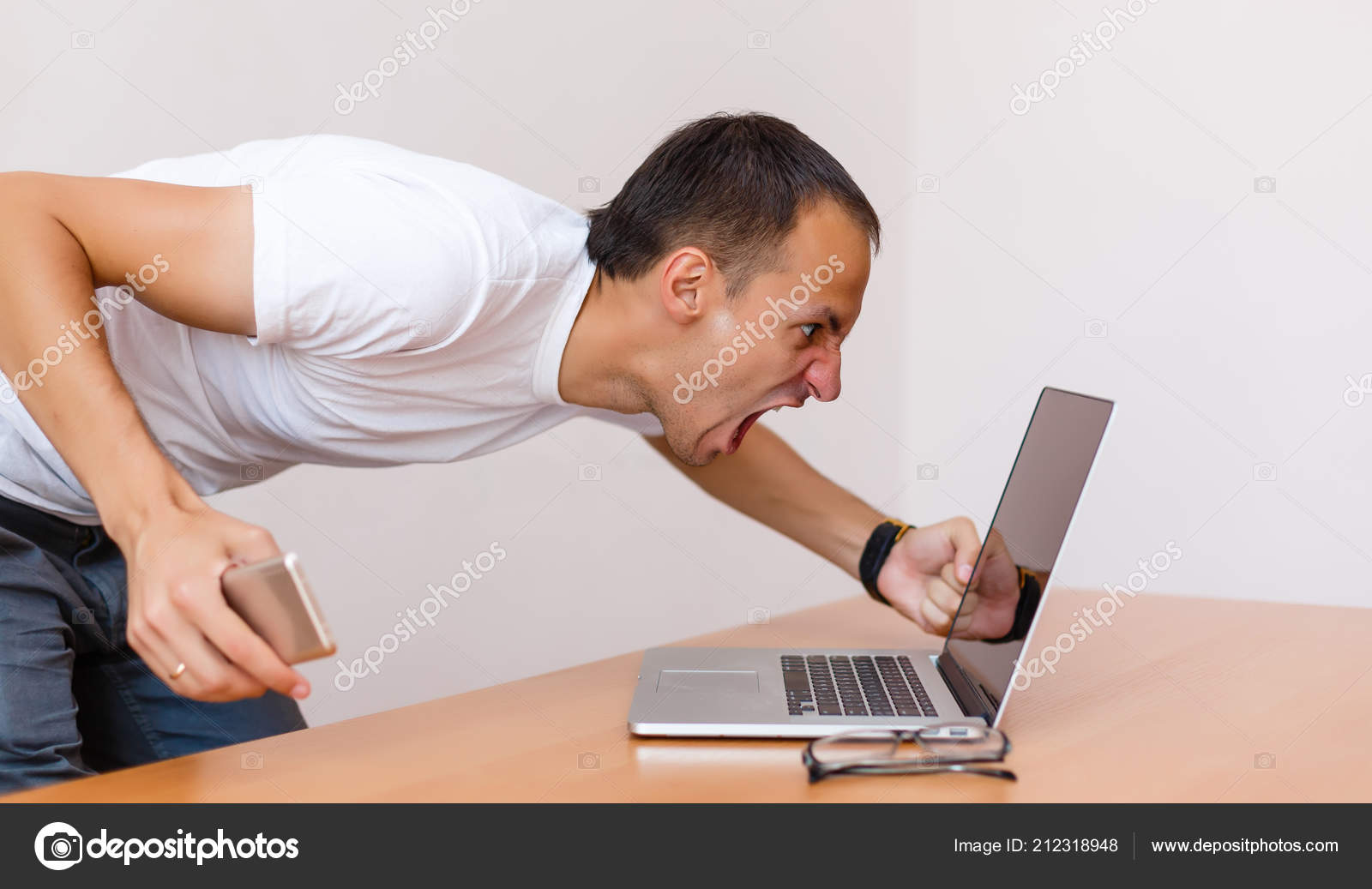 Man Yelling At Computer