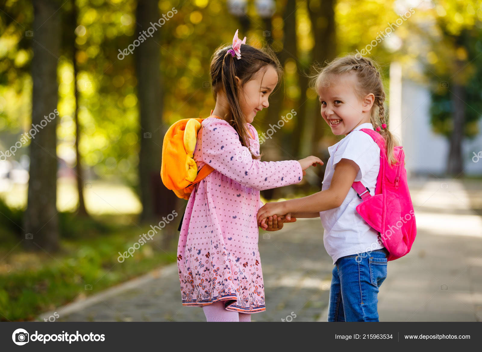 Little Girl Going To Kindergarten