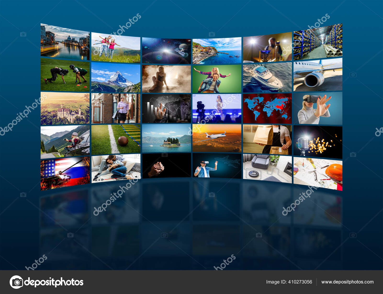 Streaming concept. Close-up top view of a man watching videos on laptop ...