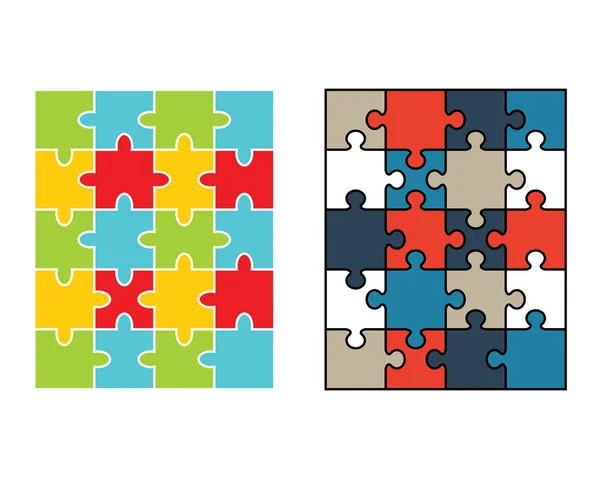 Parts of puzzles on white background in colored colors. Set of p ...