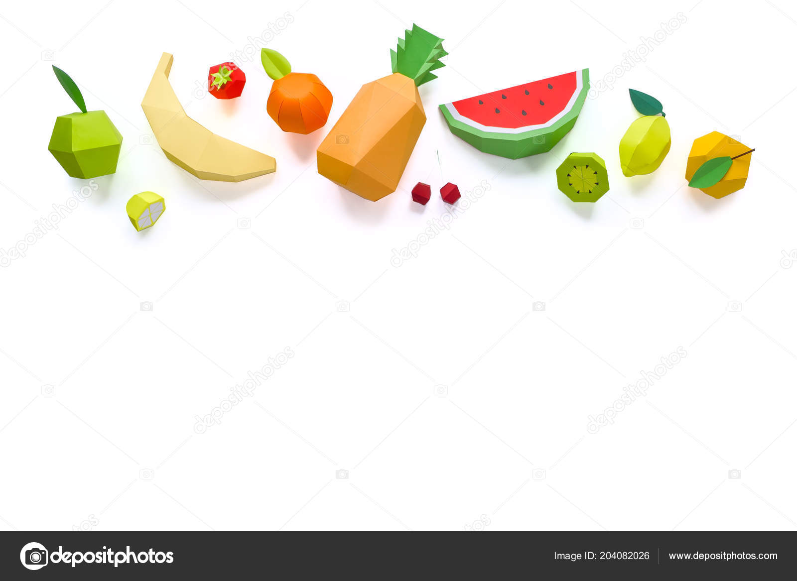 Exotic Fruits Made Paper White Background Stock Photo by ©masalskaya ...