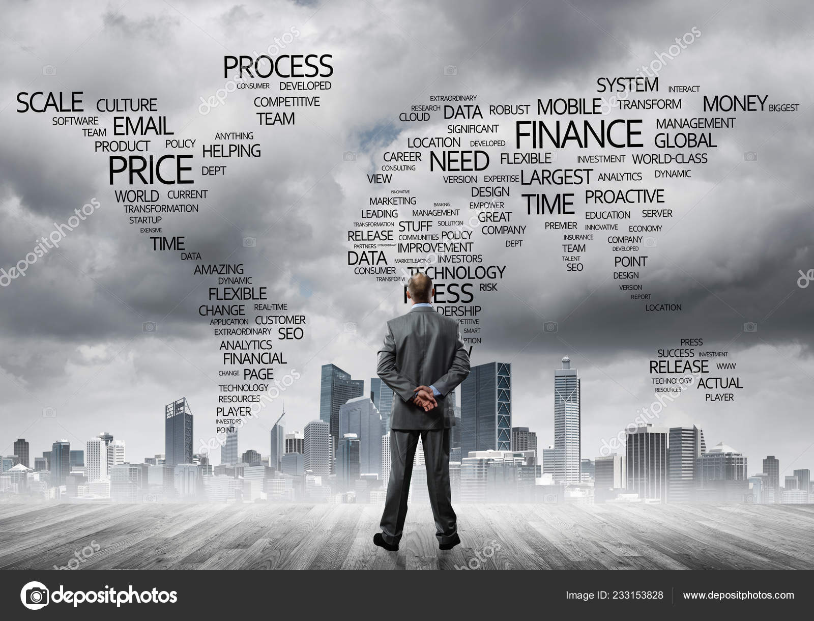 Businessman Standing Back Looking Global Business Concept — Stock Photo ...
