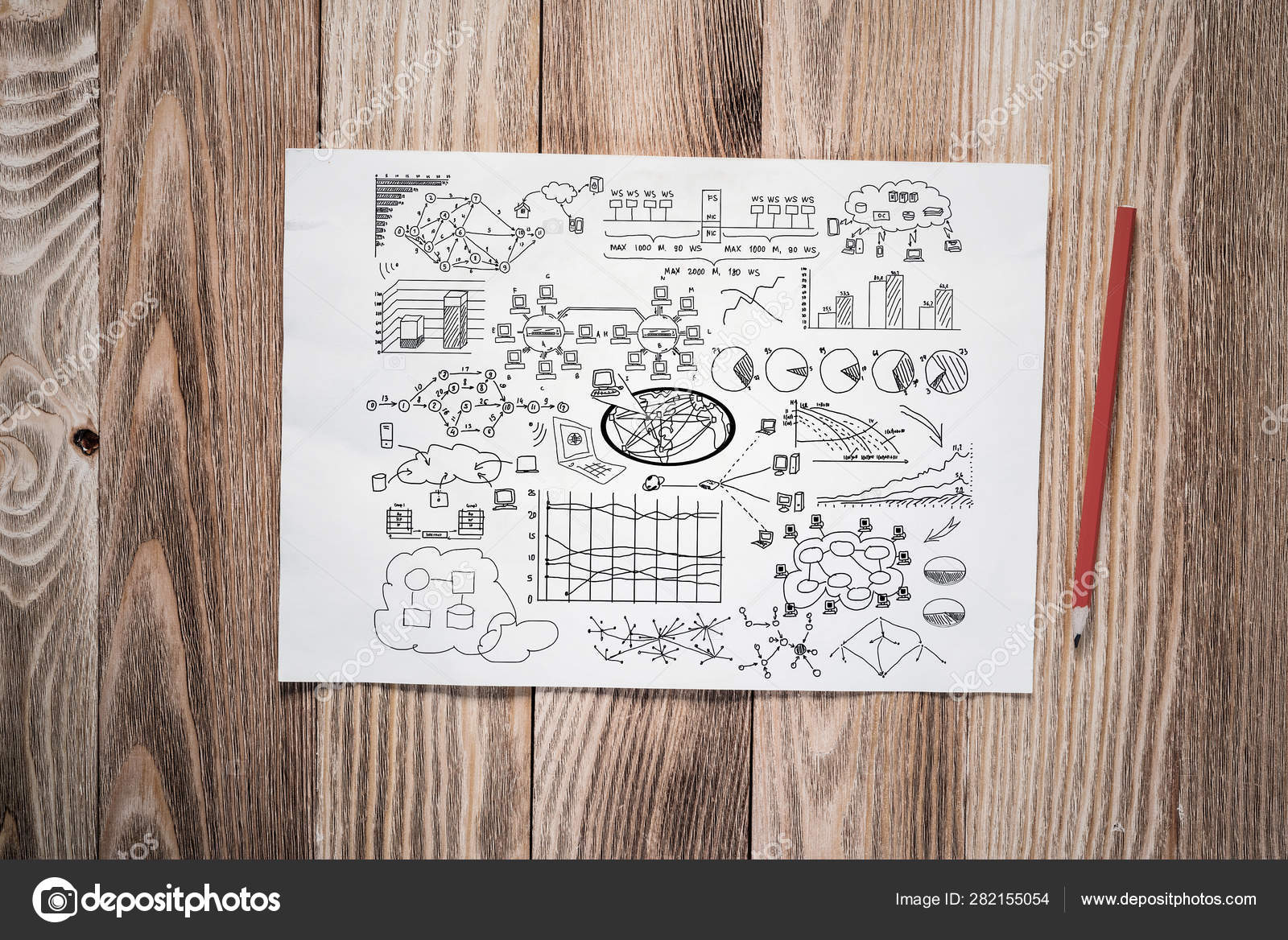 Data centre engineering pencil hand drawn — Stock Photo © Khakimullin ...