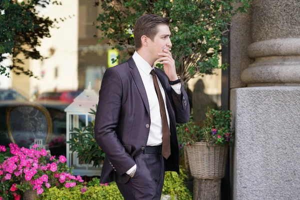 Young Man Black Business Suit White Shirt Tie Stock Photo by ©agnadevi ...