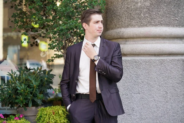 Young Man Black Business Suit White Shirt Tie Stock Photo by ©agnadevi ...