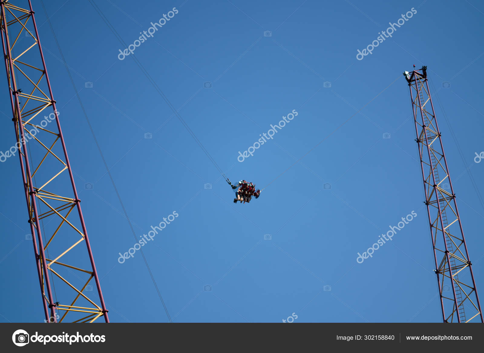 Amusement park rides with a very blue sky as background — Stock Photo ...