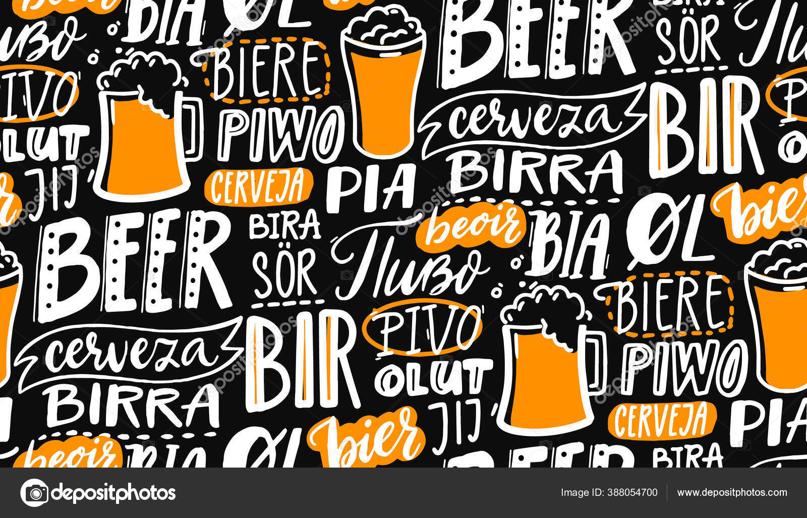 Patrón Texto Cerveza Pizarra Negra Palabra Cerveza Diferentes Idiomas ...