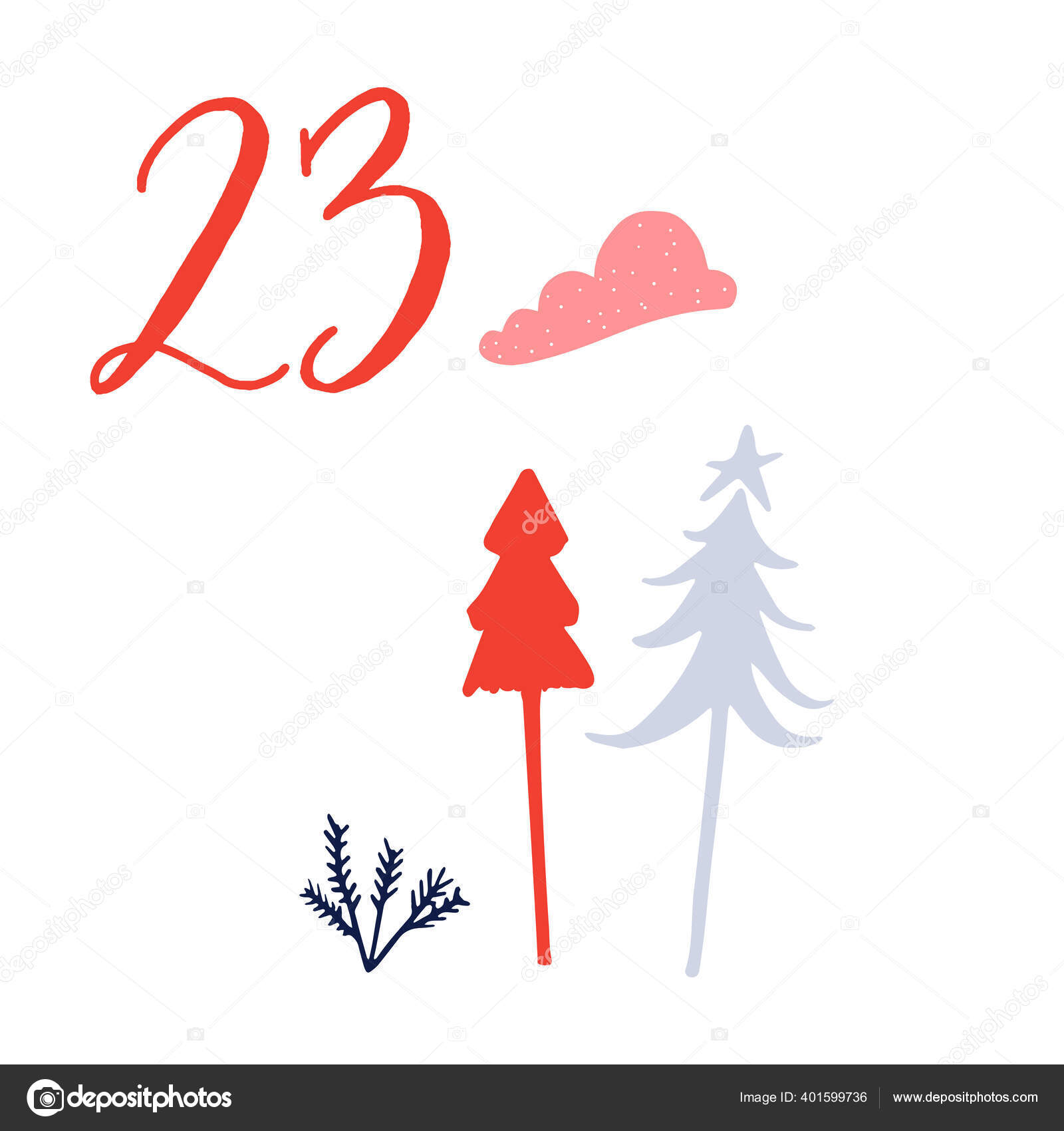 Advent Calendar Day Cute Hand Drawn Illustration Large Handwritten ...