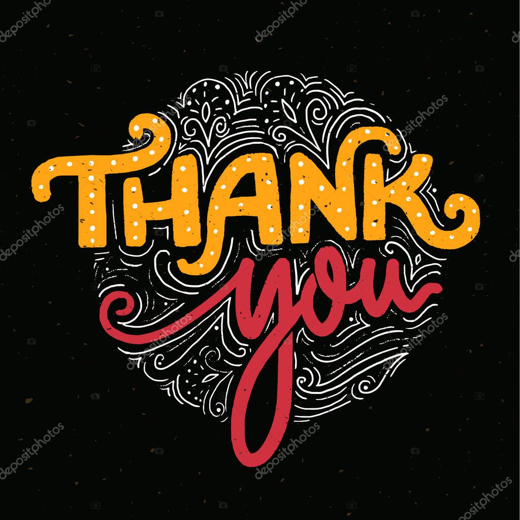 Plantilla de tarjeta de agradecimiento con letras hechas a mano. Texto ...