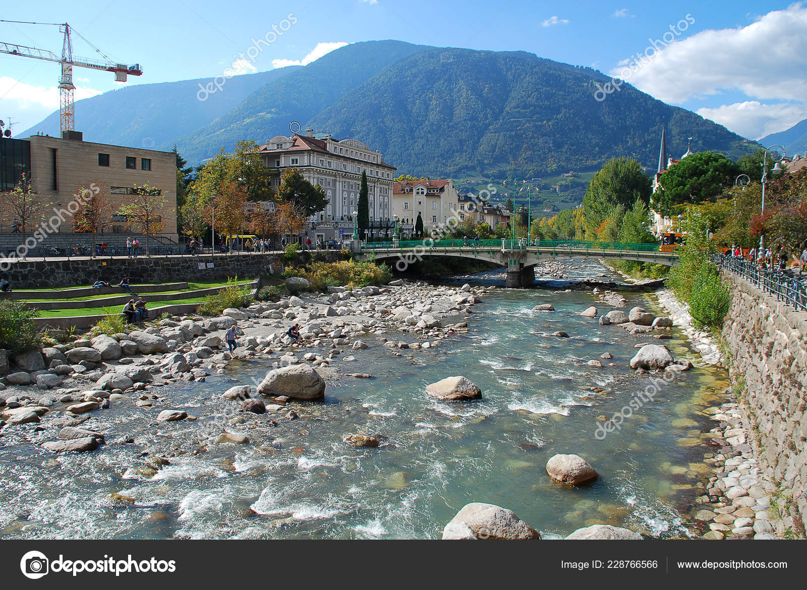 View Merano Meran Town South Tyrol Italy Crossed Passer River — Stock ...