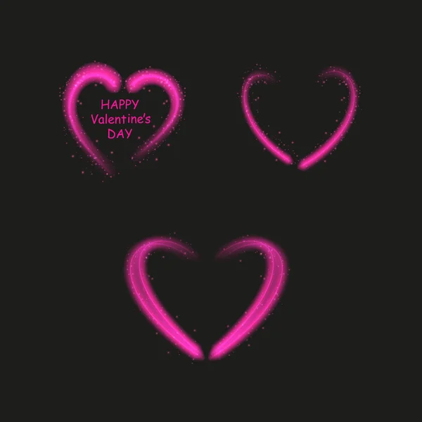 Bright neon heart. Heart sign on dark transparent background. Neon glow ...