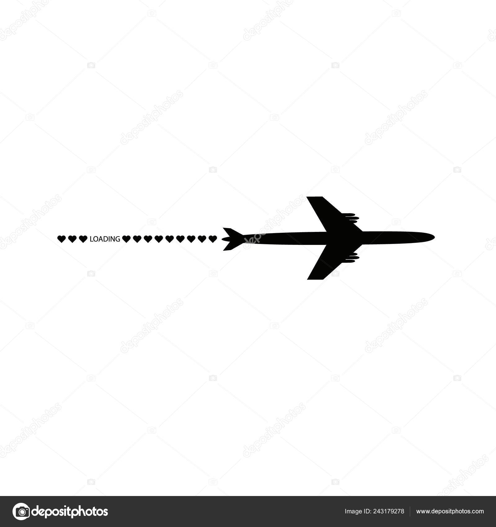 Progress loading bar with airplane and hearts. The flying apartment is ...