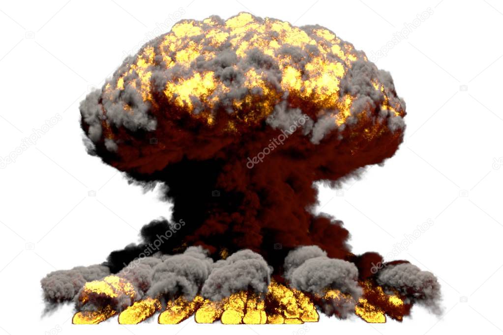 enorme explosión de nube de hongos fuego con humo y llamas - parece una ...