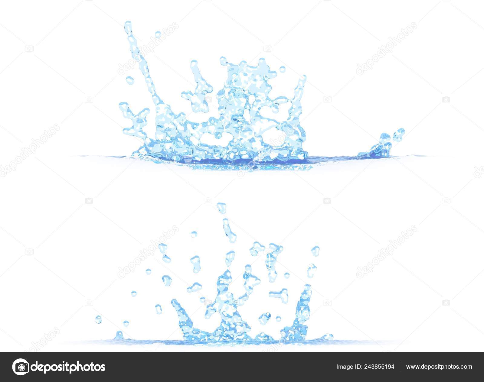 Two Side Views Cool Water Splash Illustration Mockup Isolated White ...