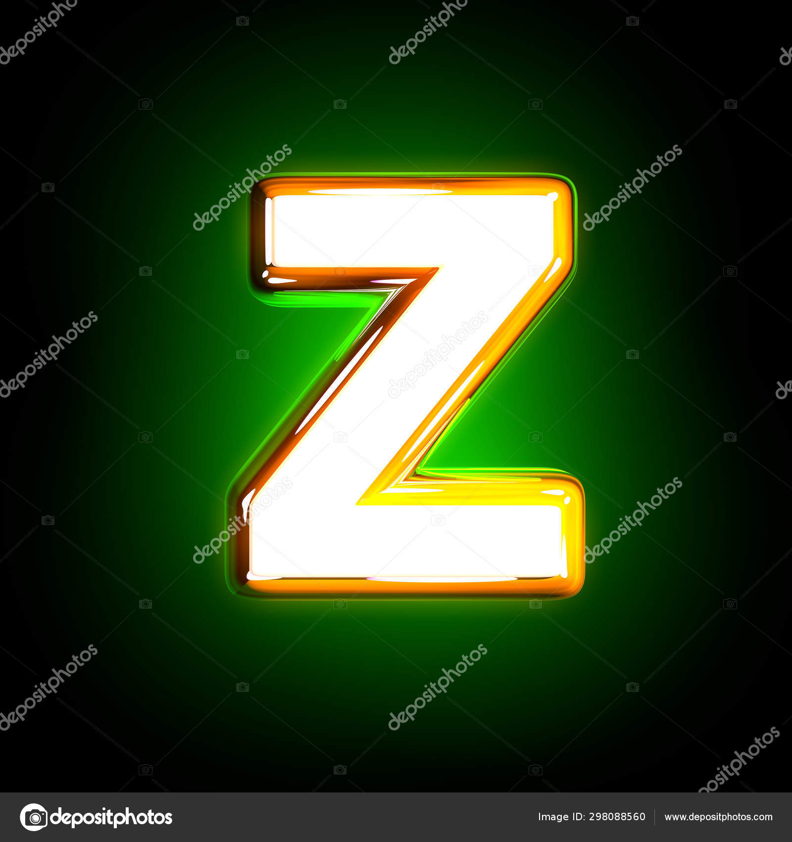 Glossy yellow and white design shine green alphabet - letter Z isolated ...