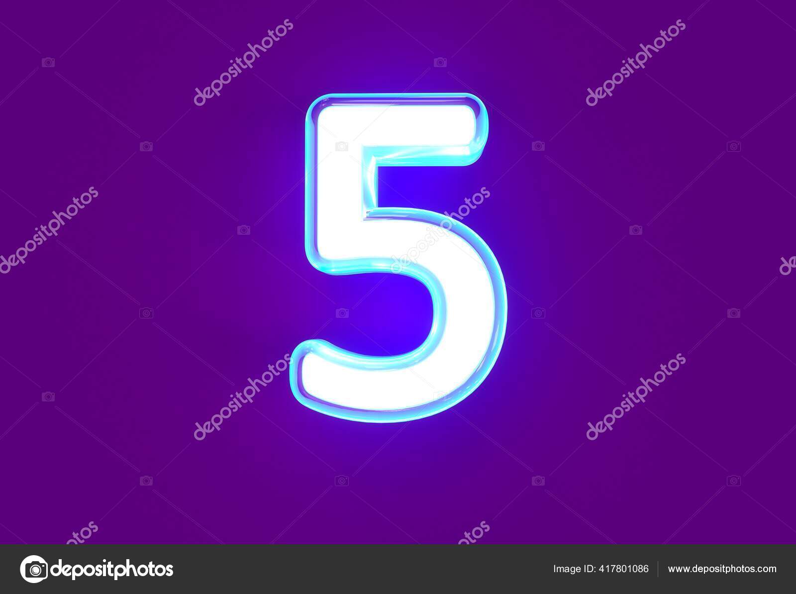 White Shine Neon Light Blue Glow Alphabet Number Isolated Purple ...