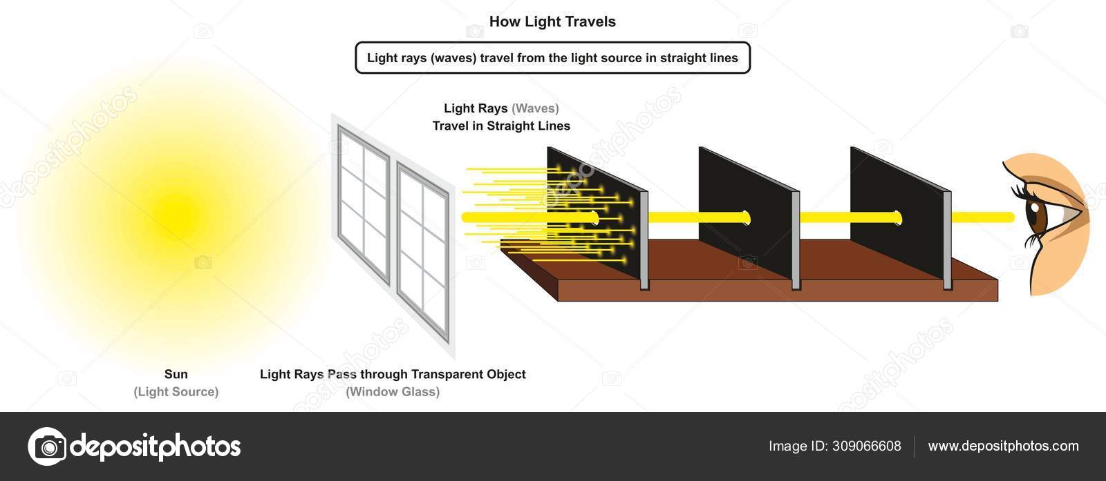 How Light Travels Infographic Diagram Showing Light Source Sun Rays ...