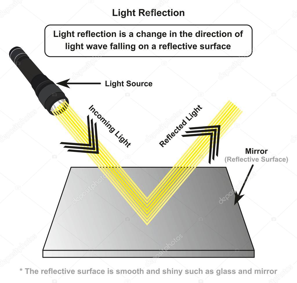 Diagrama infogr fico de reflexi n lum nica con ejemplo de fuente de luz donde los rayos ...