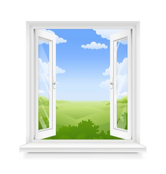 White classic plastic window with windowsill Stock Vector Image by ...