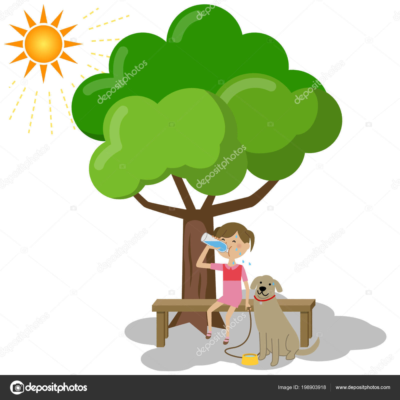 Una Niña Descansando Sombra Ilustración Una Niña Descansando Sombra ...