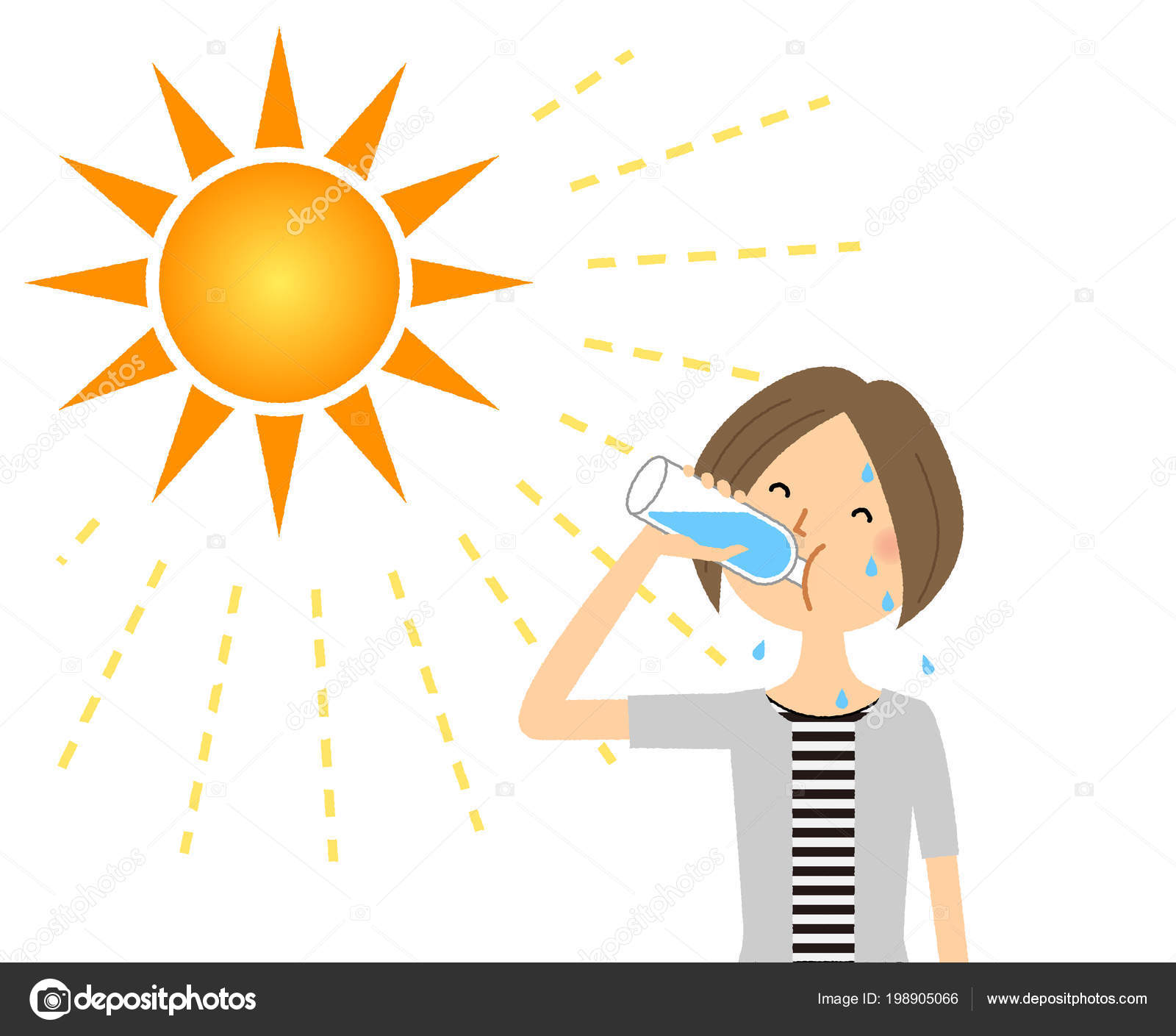 Young Woman Feeding Hydration Illustration Young Woman Who Supplies ...