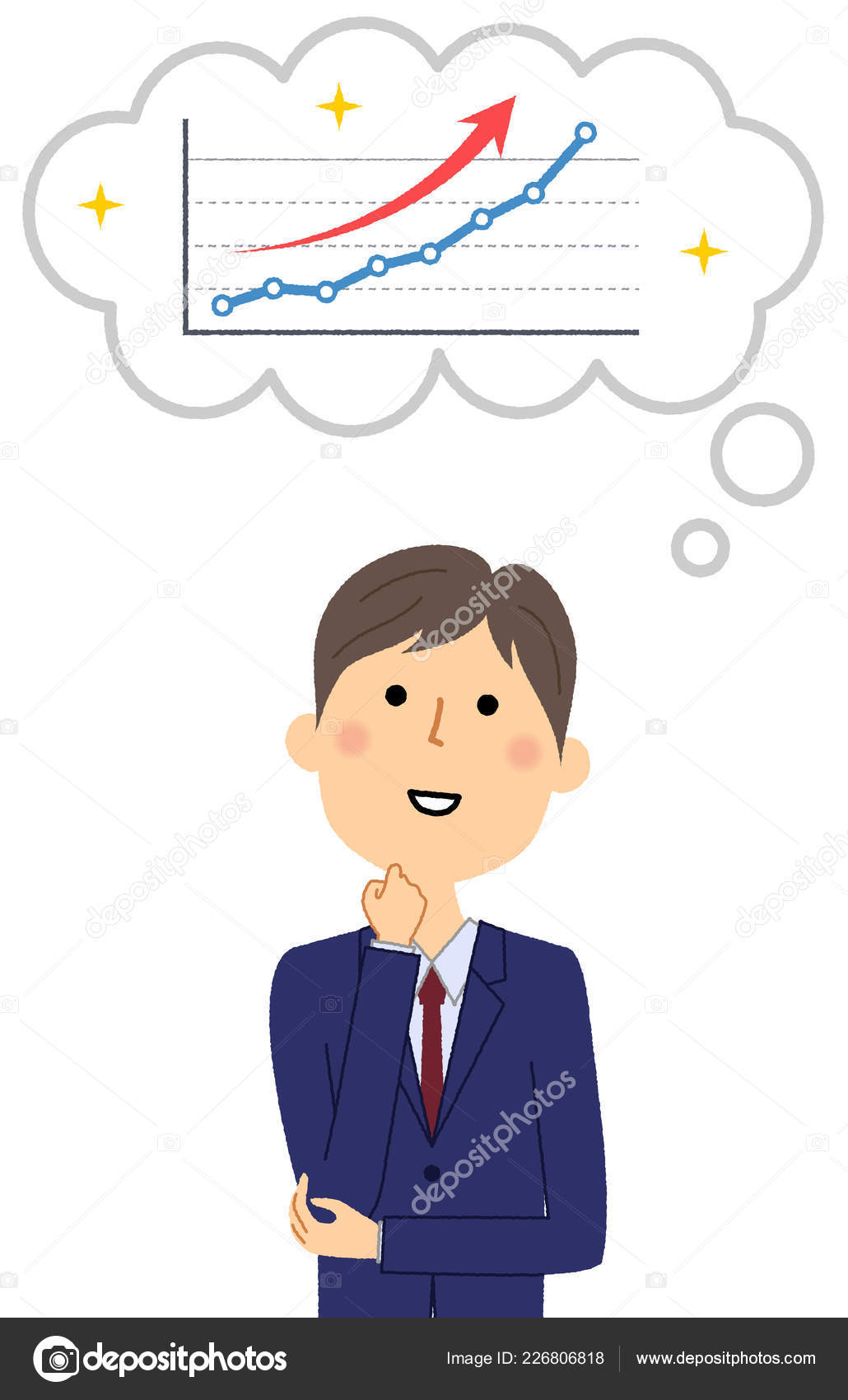 Businessman Graph Illustration Young Businessman Who Imagines Graph ...