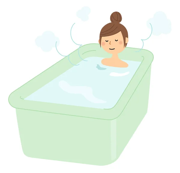 Young woman, bath time/It is an illustration that a young woman is taking a bath. - Stock Image ...