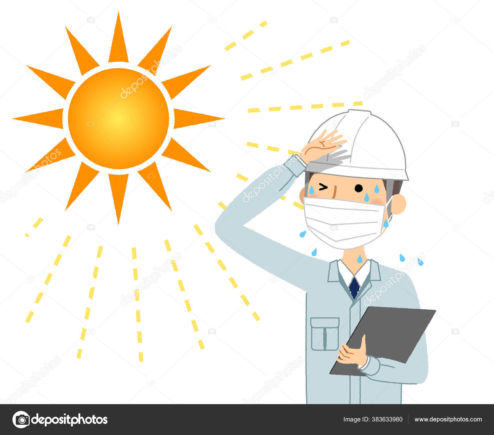 Man Working Construction Site Heat Stroke Likely Illustration Man ...