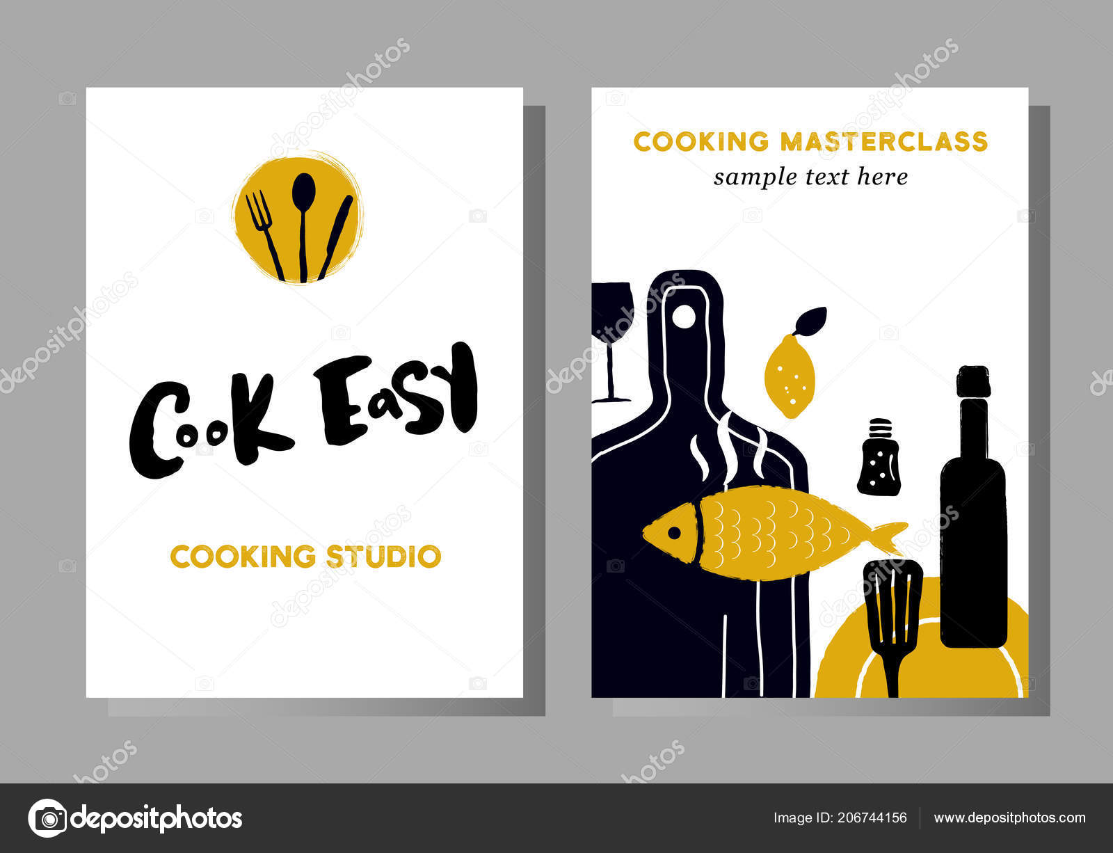 Set Posters Cooking Masterclasses Food Studio Cook Easy Lettering ...