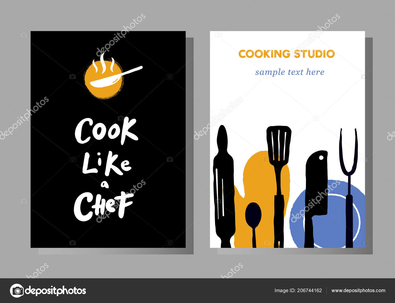 Set Posters Cooking Masterclasses Food Studio Cook Chef Lettering ...