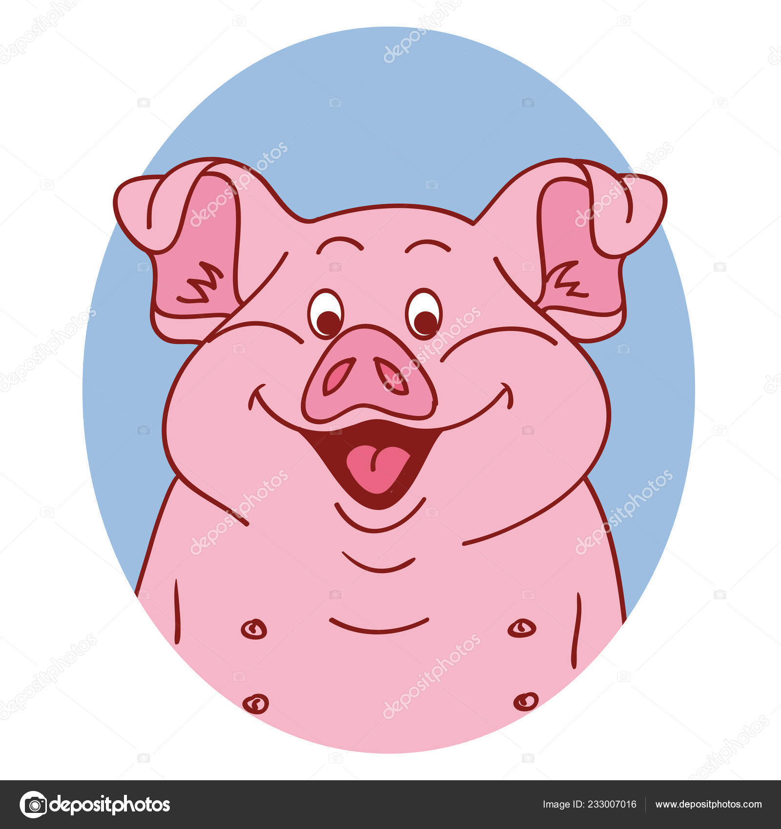Pig Face Pig Isolated Pig Portrait White Background Happy Character ...