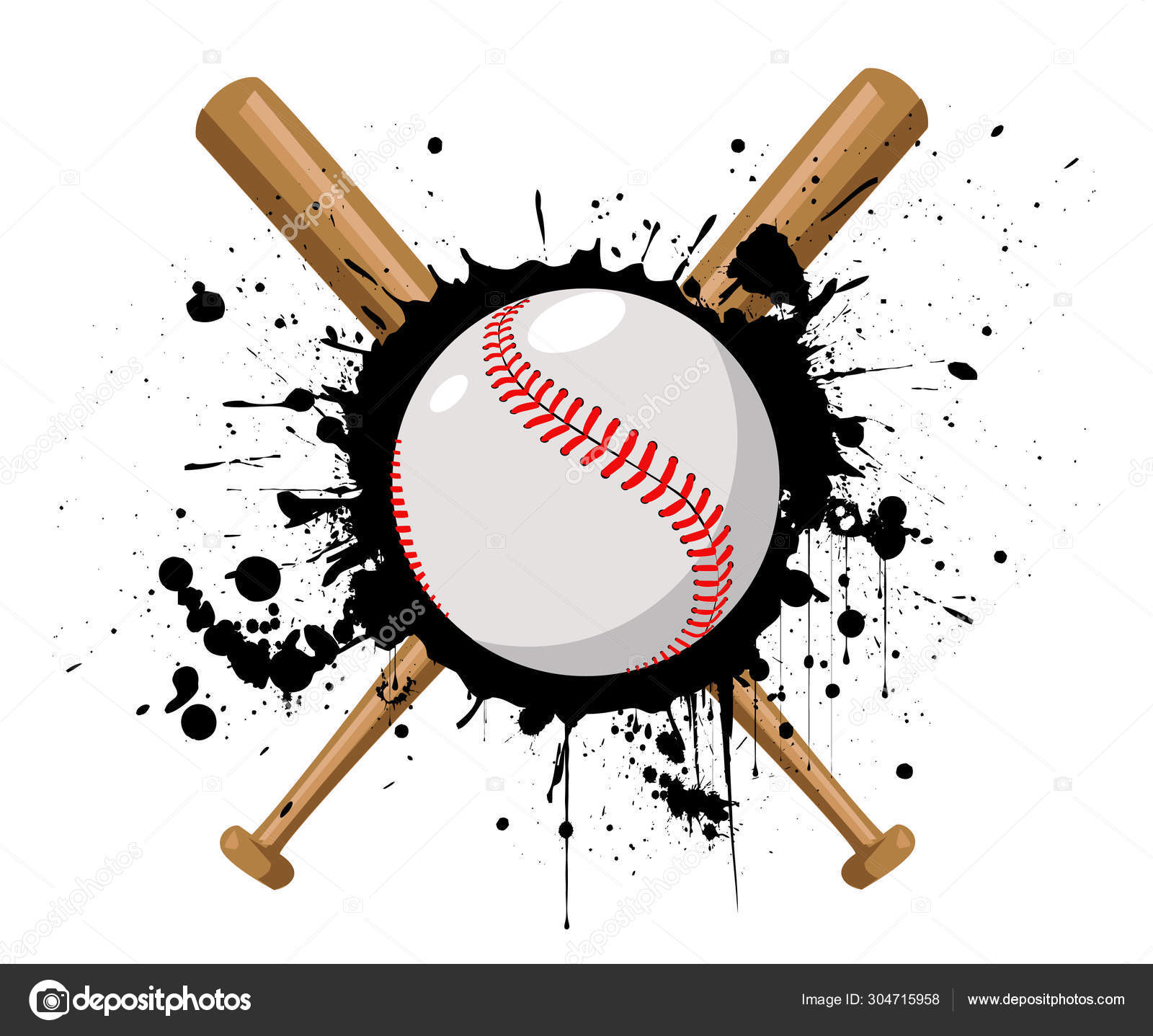 Béisbol vector ilustración con bate de béisbol Vector de stock por ©nezezon 304715958