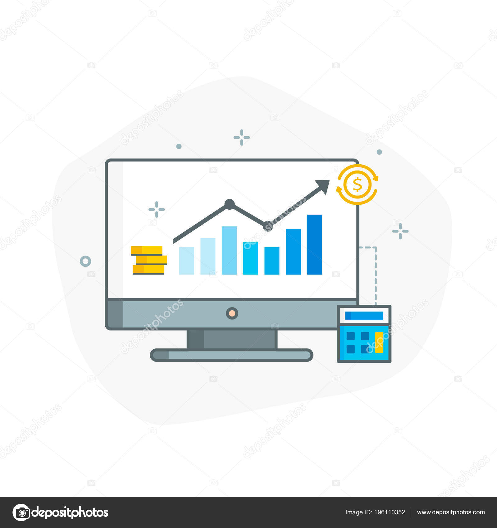 Financial Analysis Icon Eps Vector Illustration Finance Productivity ...