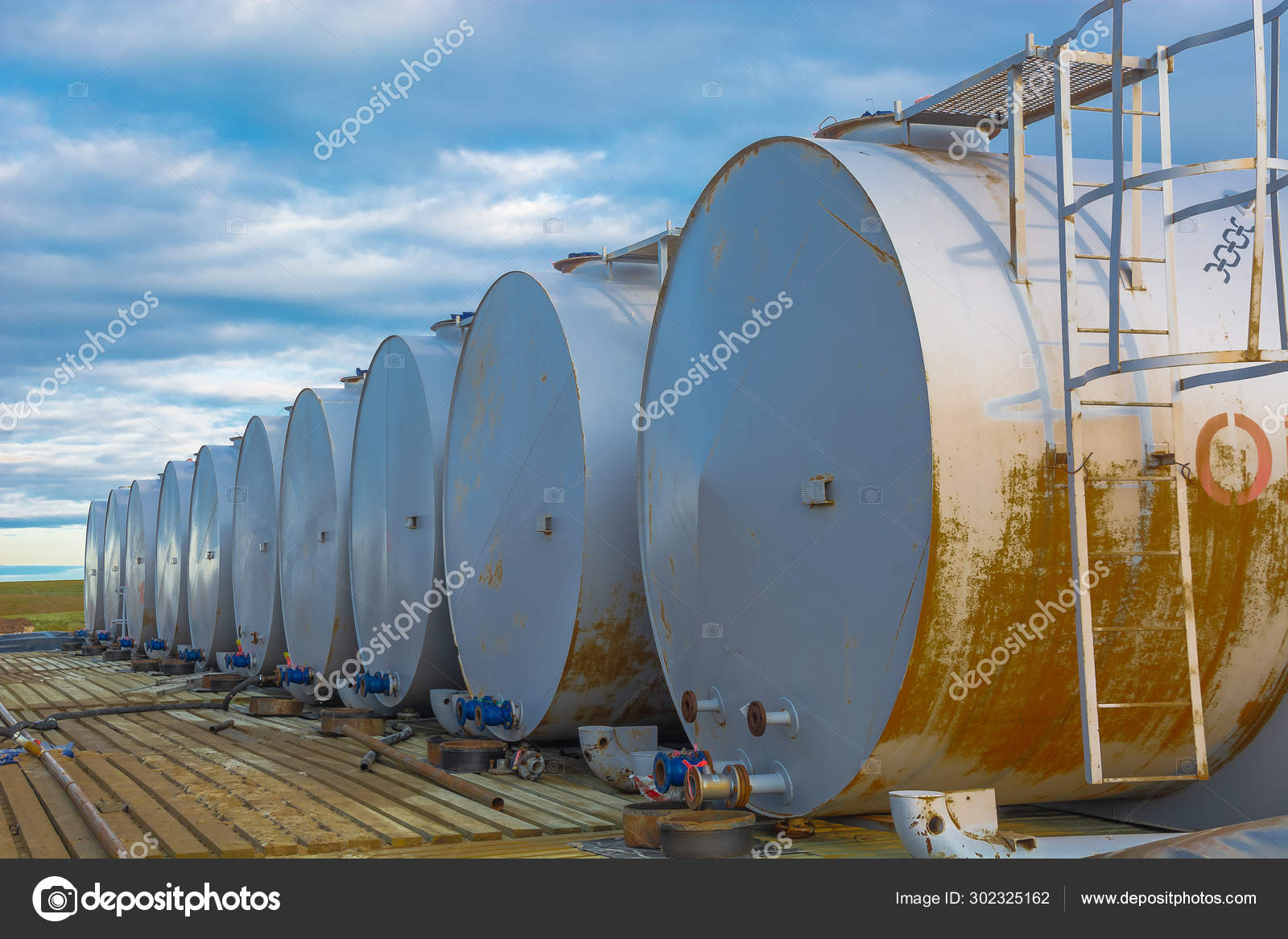 Horizontally Located Cylindrical Tanks Oil Products Fuel Equipment ...