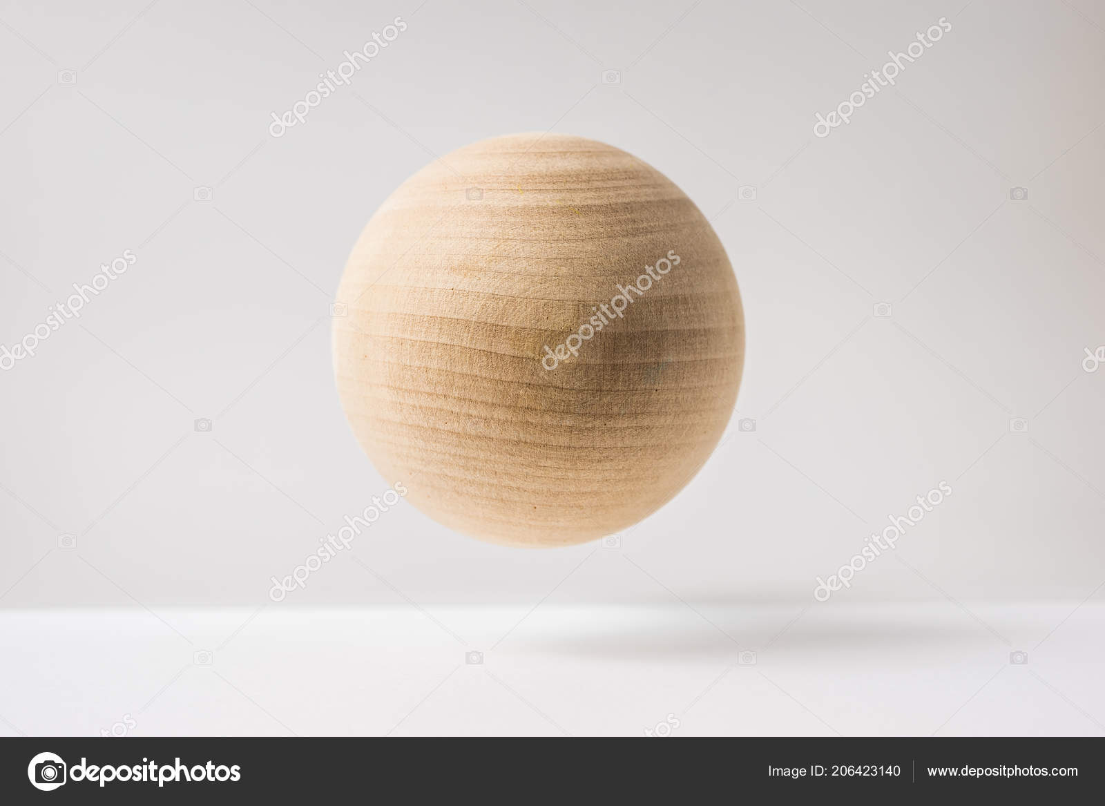 Design Concept Abstract Real Wooden Sphere Surreal Layout White Surface ...