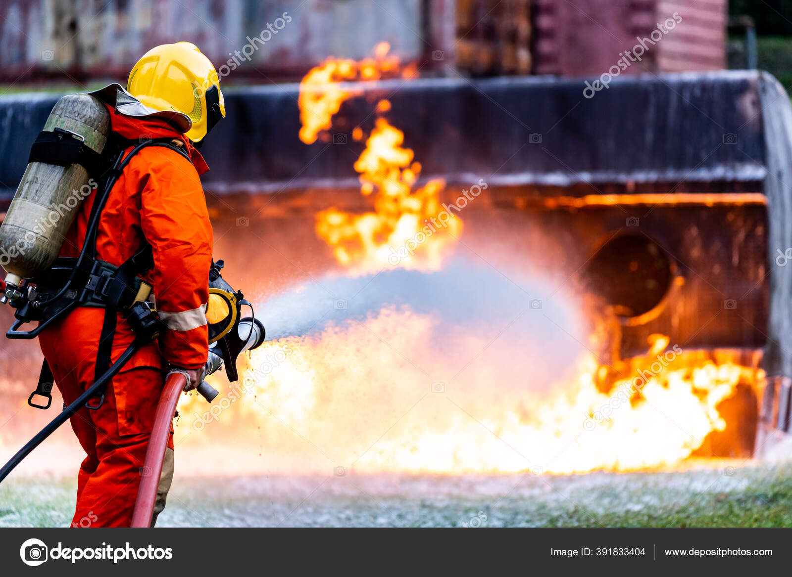 Fireman Fighting Fire