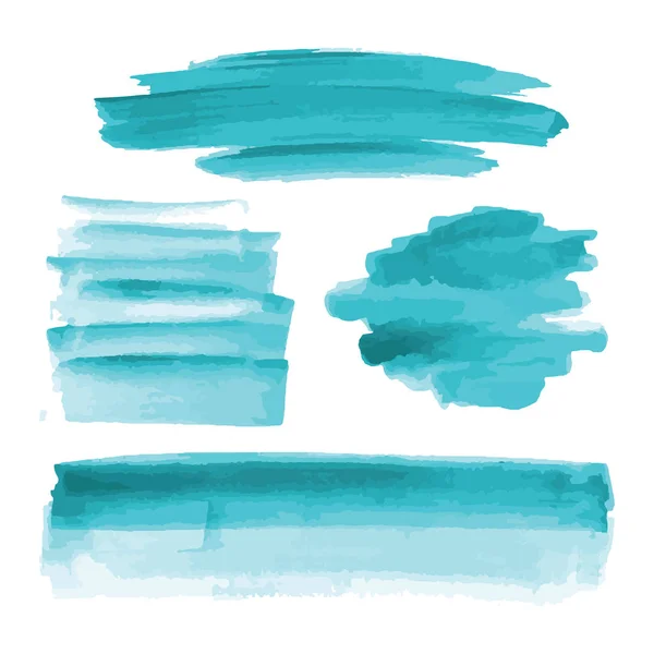Turquoise, light blue watercolor shapes, splotches, stains, paint brush ...