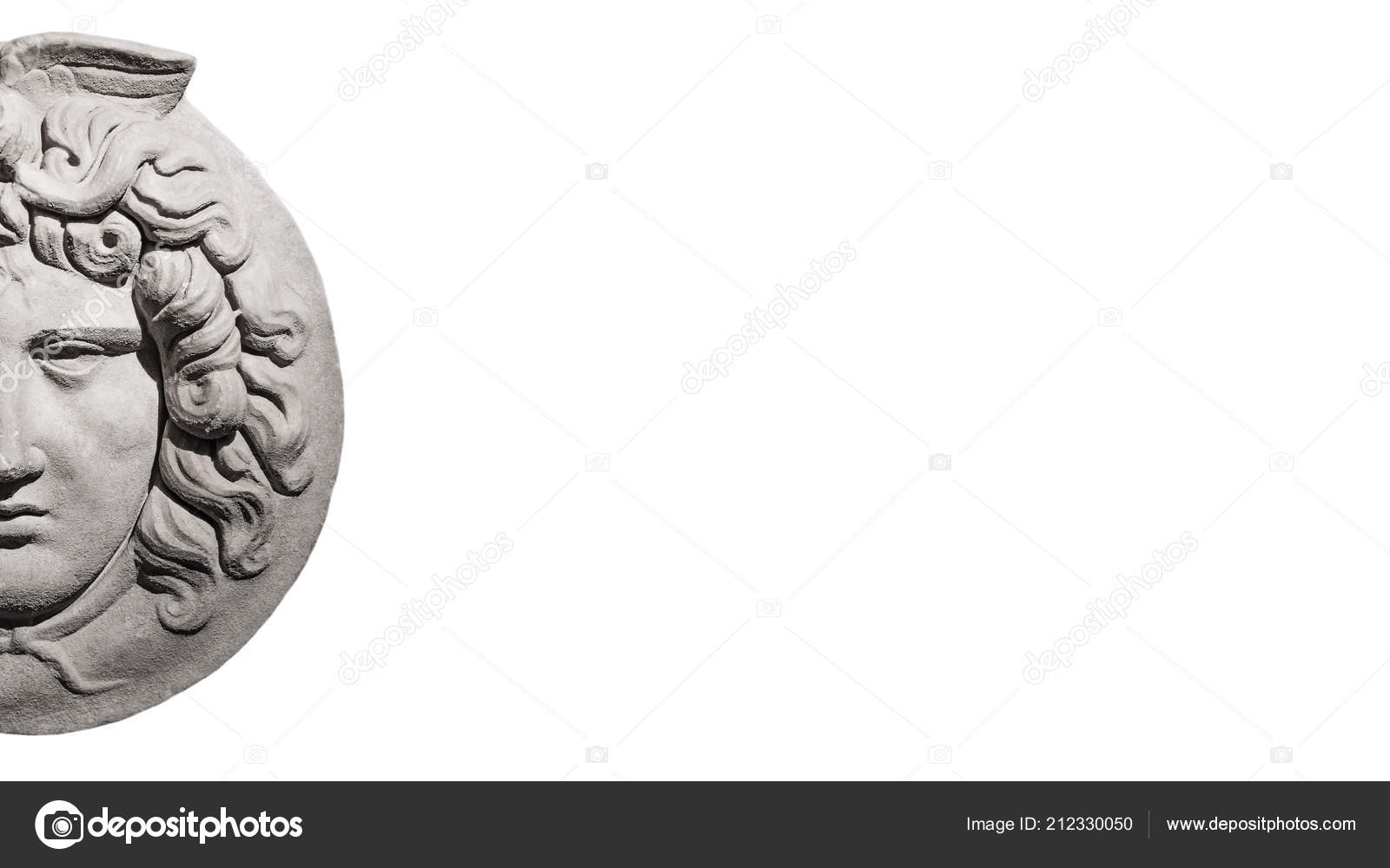 Marble Ancient Head Greek Mythological Medusa Isolated White Background ...