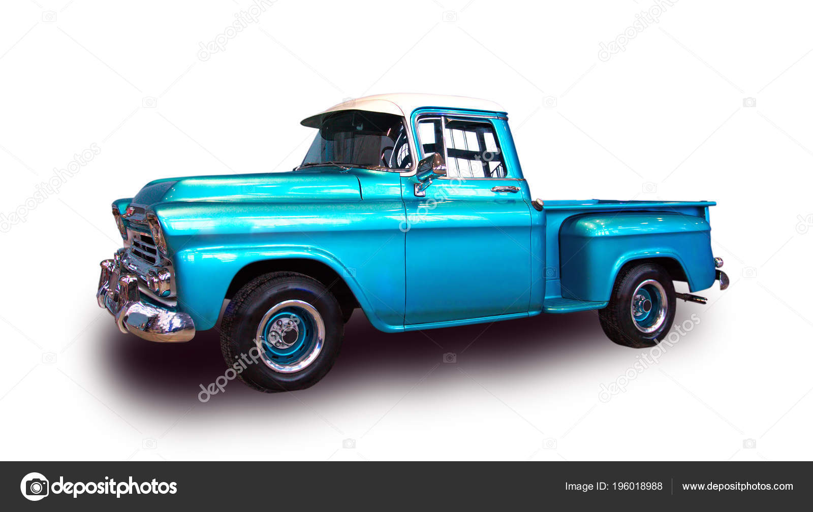 Blue 1959 Chevrolet Apache 3100 Classic Pickup Truck Isolated White ...