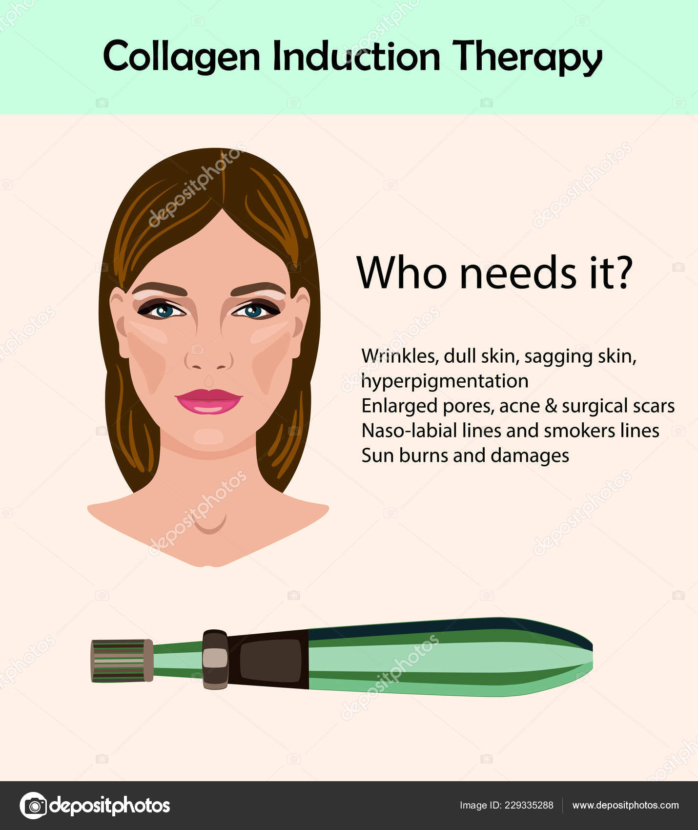 Dermapen. Microneedle stamping device isolated. Collagen induction ...