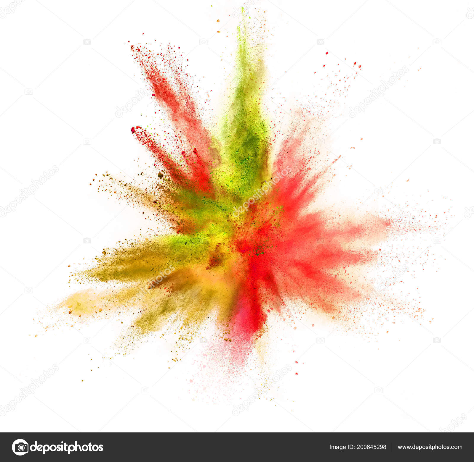 Explosion Coloured Powder Isolated White Background Abstract Background ...