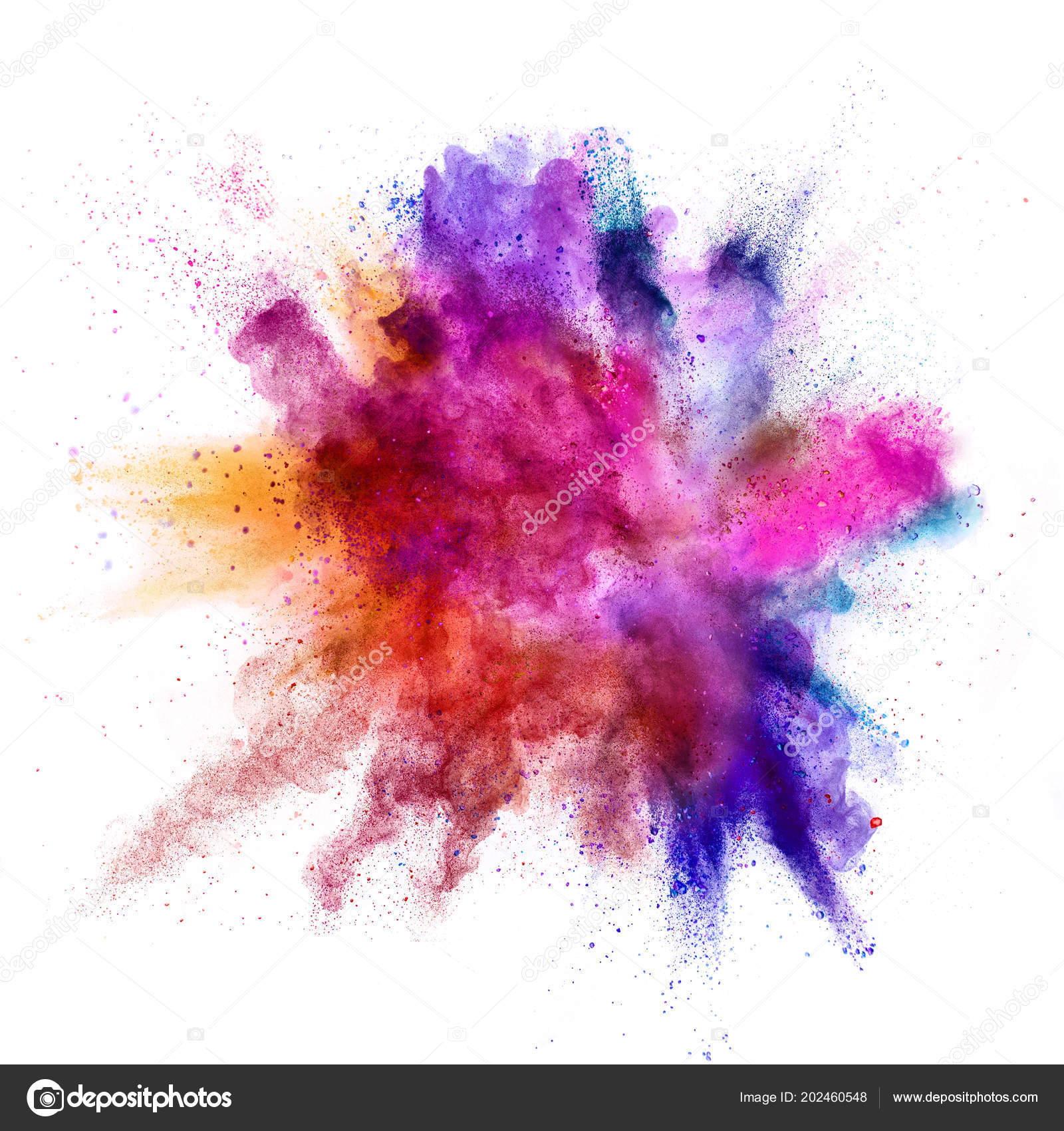 Explosion Coloured Powder Isolated White Background Stock Illustration ...