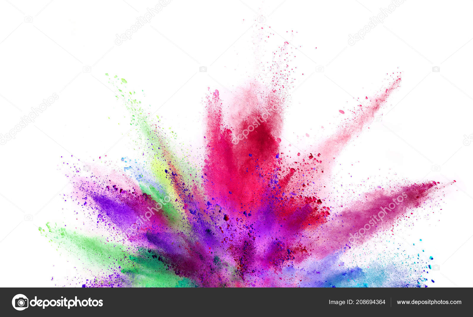 Explosion Coloured Powder Isolated White Background Abstract Colored ...